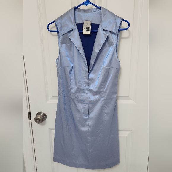 Versace | Dresses | Versace Utility Dress In Metallic Blue Size 32s ...
